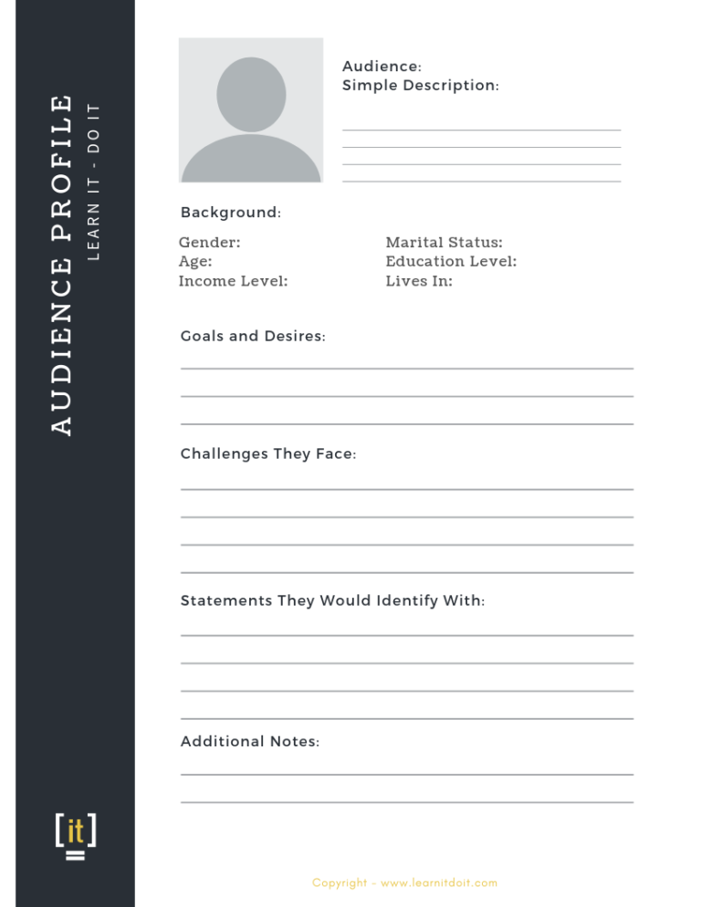 Audience Profile Worksheet - Learn It - Do It